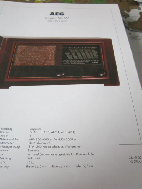 RADIO-FERNSEHARCHIV SCHALTPLAN 03 AEG Super 58 W, 1938 EUR 6,71 ...
