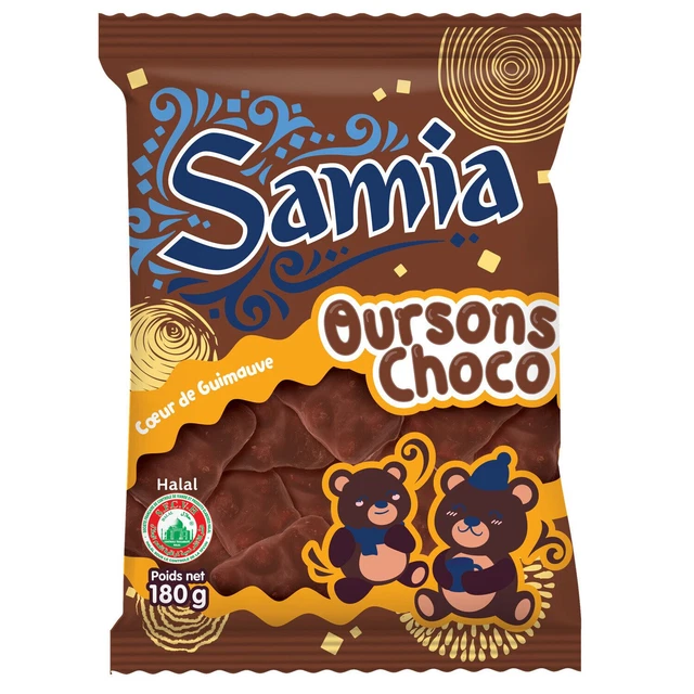 LOT DE 5 - SAMIA - Oursons Choco guimauve chocolat Halal - sachet de ...