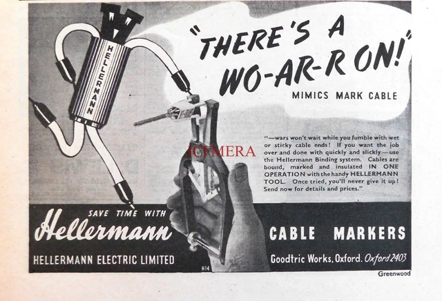 WW2 ORIGINAL EPHEMERA : 'HELLERMAN' Cable Binding & Insulating System ...