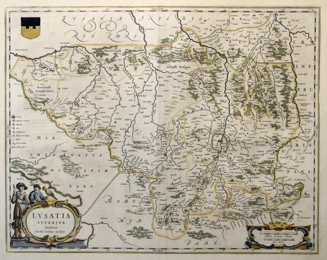 LAUSITZ ALTA LUSAZIA Originale Incisione Cartina Geografica Blaeu 1645 ...