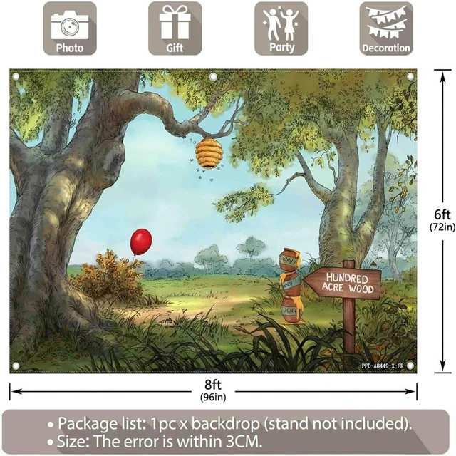 2D DIGITAL PRINT 8x5.9ft Polyester Fabric Hunny Cartoon Spring Forest ...