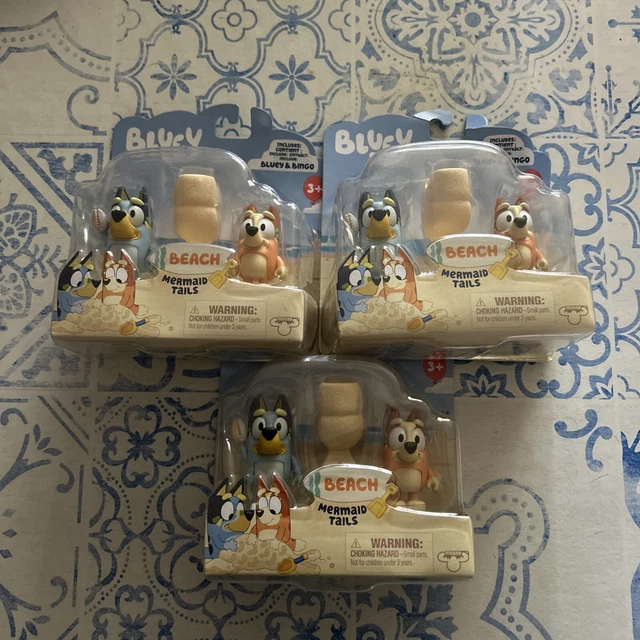 BLUEY FIGURES, BEACH Mermaid Tails and Bingo Character Figures X3 ...