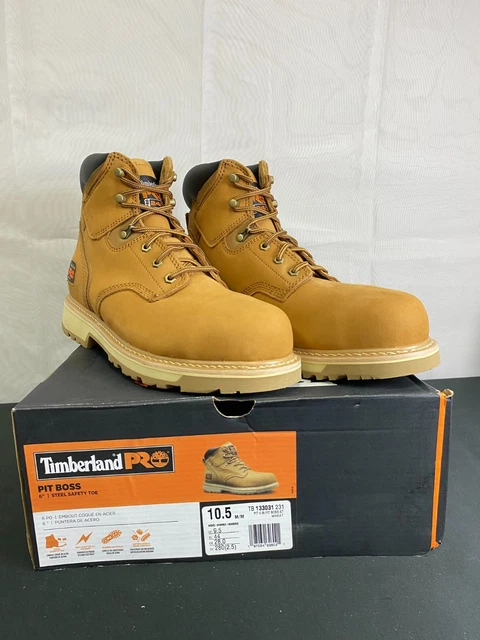 TIMBERLAND PRO MENS Pit Boss 6" TB133031231 Wheat Steel Toe Work Boots ...