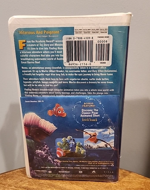 FINDING NEMO VHS, 2003 New Sealed Watermark Disney Pixar & Bonus ...