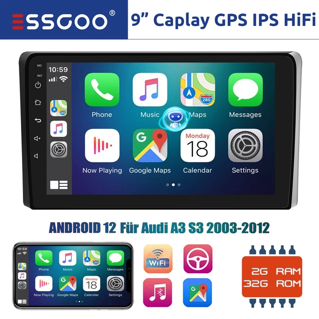 AUTORADIO ANDROID 12 Auto Carplay GPS NAV RDS 2+32G per Audi A3 S3 RS3 8P1 8PA EUR 139,99 ...