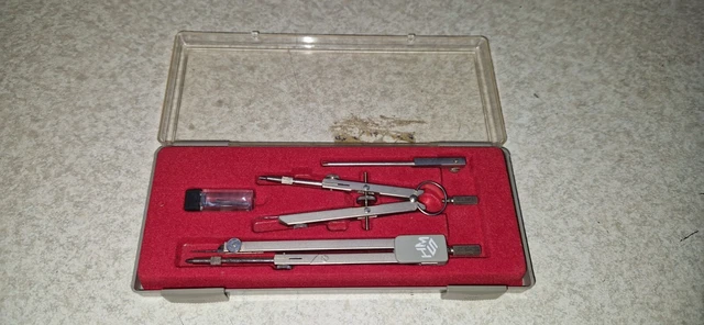 VINTAGE WH SMITHS engineering technical drawing compass set complete £ ...