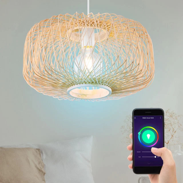 SMART RGB LED Pendule Couvrir Lampe Alexa App Google Bambou Suspendue ...