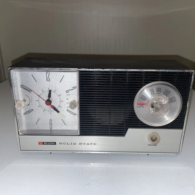 VINTAGE RADIO BULOVA Model 650 Tube AM Clock RARE 1960s Tested And ...