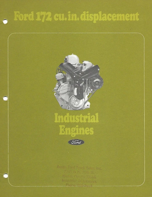 EQUIPMENT BROCHURE - Ford - Model D 172 cu in Industrial Engine - c1966 ...