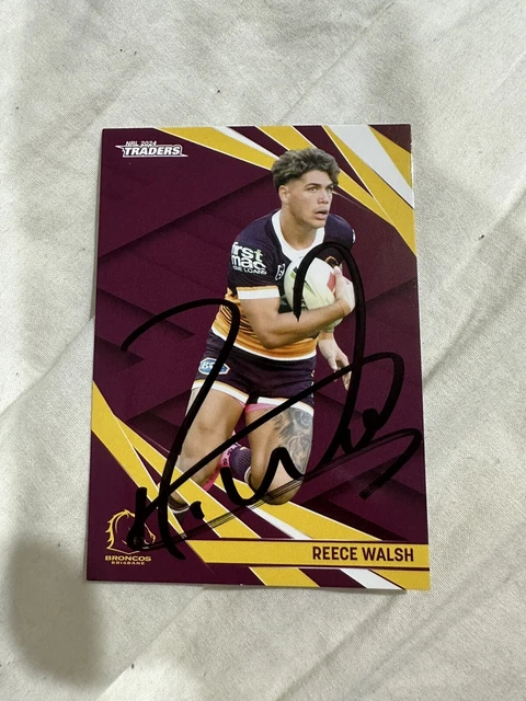 SIGNED REECE WALSH Brisbane Broncos 2024 NRL Traders Card $22.00 ...