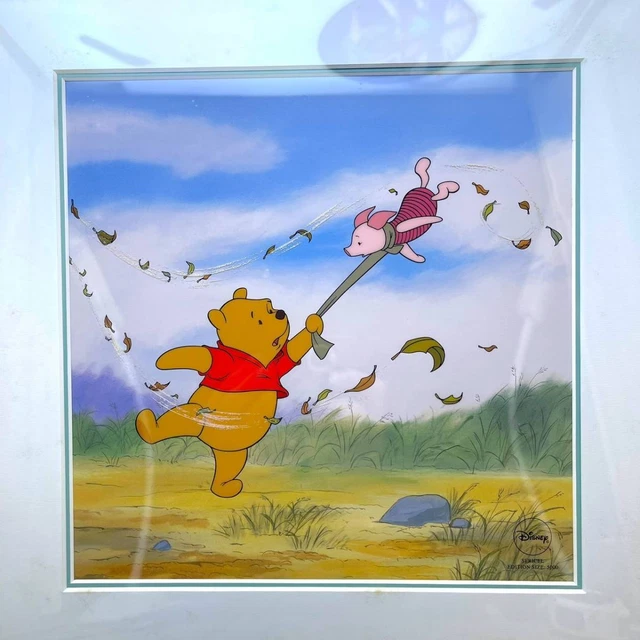 WINNIE THE POOH Windy Day Piglet Serigraph Wall Hanging Frame Picture ...