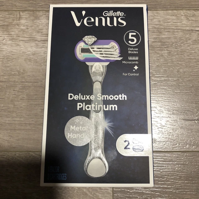 GILLETTE VENUS DELUXE Smooth Platinum 1 Razor 2 Cartridges $11.99 ...