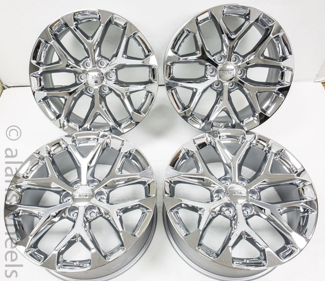4 NEW GMC Sierra Yukon Denali Factory OEM Chrome Snowflakes 22" Wheels ...