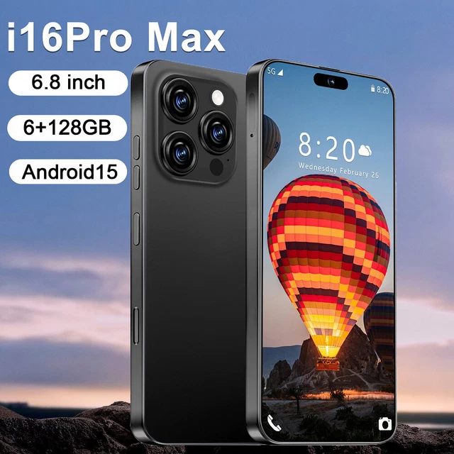 SMARTPHONE I16 PRO Max 6,8 pouces Android15 débloqué 6+128Go 5G double ...