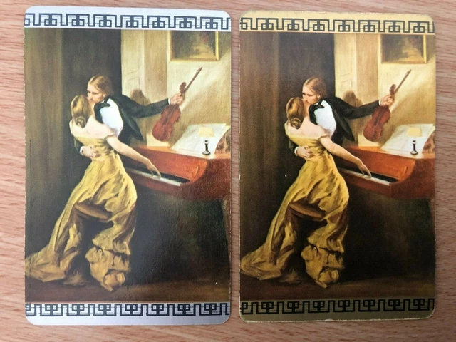 VINTAGE PERFUME ADVERT Swap Playing Cards: Kiss by Piano Lady Woman Man ...