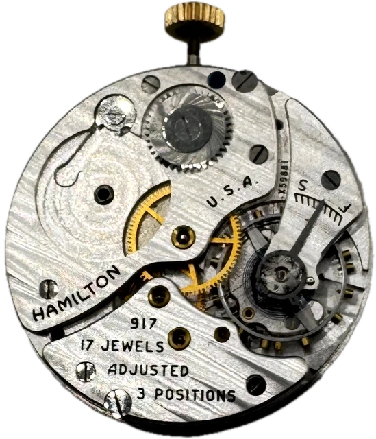 ANTIQUE 10S HAMILTON 17 Jewel Pocket Watch Movement 917 USA for Parts £ ...
