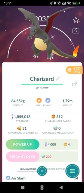 CHARIZARD SHINY / Dracaufeu Chromatique (Registred Or 30 Days) Pokemon Go EUR 5,00 - PicClick FR