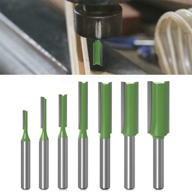 1/7X 1/4 SHANK Single Double Flute Straight Router Bit Milling Cutter ...