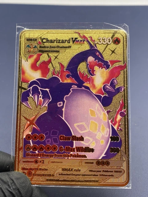 RARE! BLUE CHARIZARD VMAX Gigantamax Gold Foil Pokemon Card SV107/SV122 ...