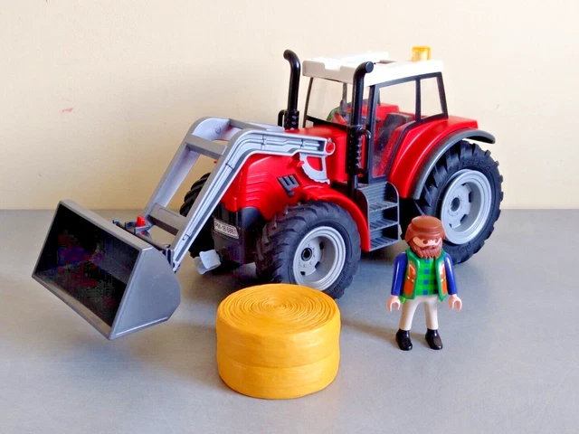 PLAYMOBIL 6867 TRACTEUR Rouge à Godet avec Figurine Paysan Fermier ...
