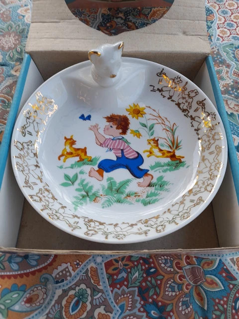 ASSIETTE À BOUILLIE ancienne avec son bouchon tête de "nounours" dans ...