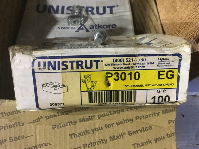 100 X GENUINE Unistrut P3010 EG 1/2" Channel Nut Without Spring £39.45 ...
