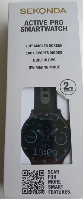 SEKONDA ACTIVE PRO Smart Watch Black, Black Silicone Strap 30239 RRP £ ...