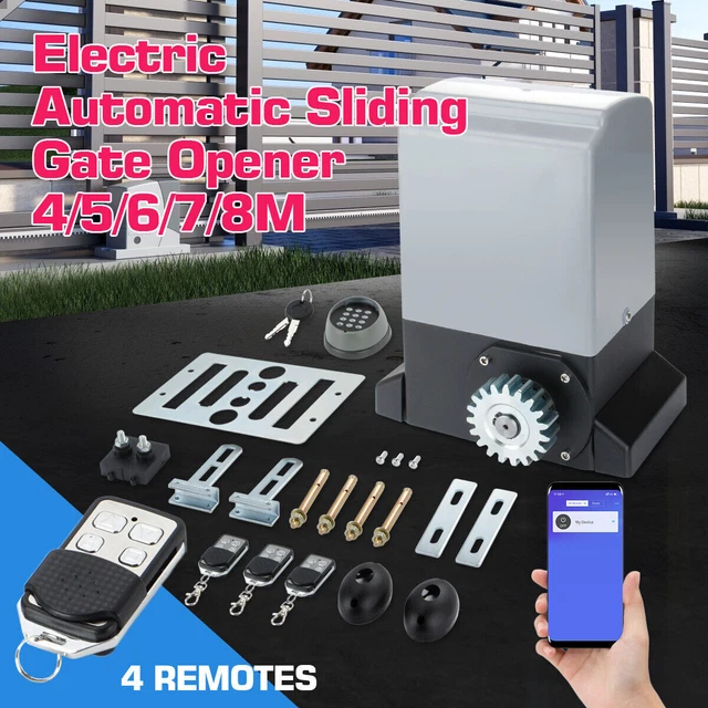 AUTOMATIC SLIDING GATE Opener 2000KG Electric Motor Kit Keypad 4 Remote ...