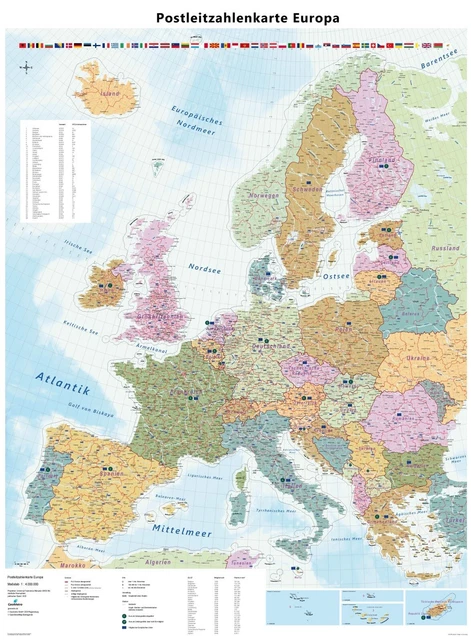 POSTAL CODE MAP PLZ Of Europe, Wall Map, Large Poster, 90 Cm X 123 Cm £ ...
