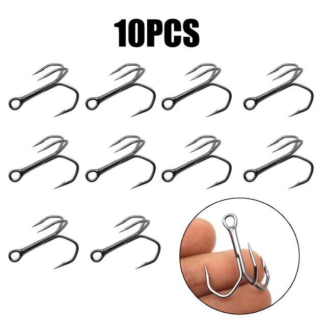 HIGHCARBON STEEL BARBED Hooks 10pcsbox Treble Hook Set for Reliable ...