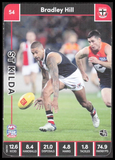 AFL 2023 TEAM Coach St Kilda Bradley Hill 54 8 Football Trading Card CB ... AFL 2023 TEAM Coach St Kilda Bradley Hill 54 8 Football Trading Card CB ...
