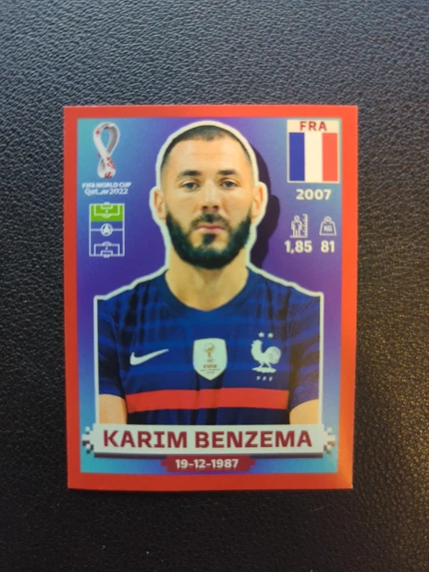 PANINI 2022 FIFA World Cup Qatar Karim Benzema Sticker Red Parallel ...