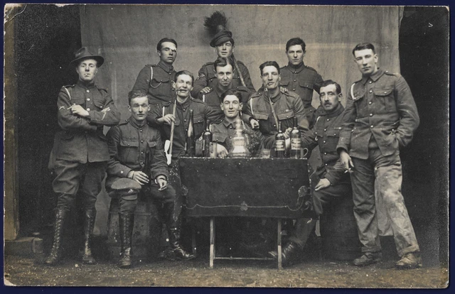 WW1 SOLDIER CEF Canadian Soldiers Group Photo, Smoking Pipes, Chimney ...