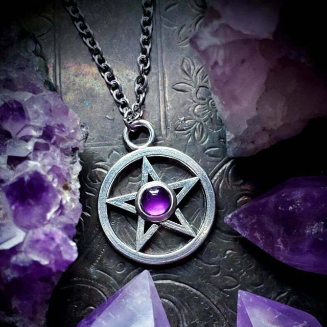 WOMEN MENS STAR Pentagram Inverted Pentacle Necklace Wicca Chain Silver ...
