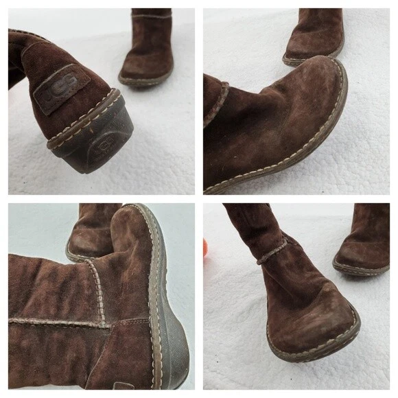 UGG BOOTS 5 Haywell Brown Suede Leather Winter Shearling Sheepskin ...