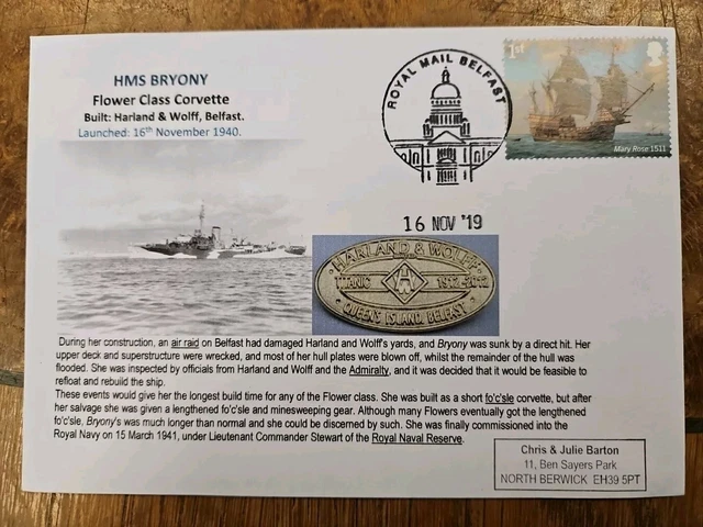 2019 HMS BRYONY Ww2 Cover Au £4.00 - PicClick UK