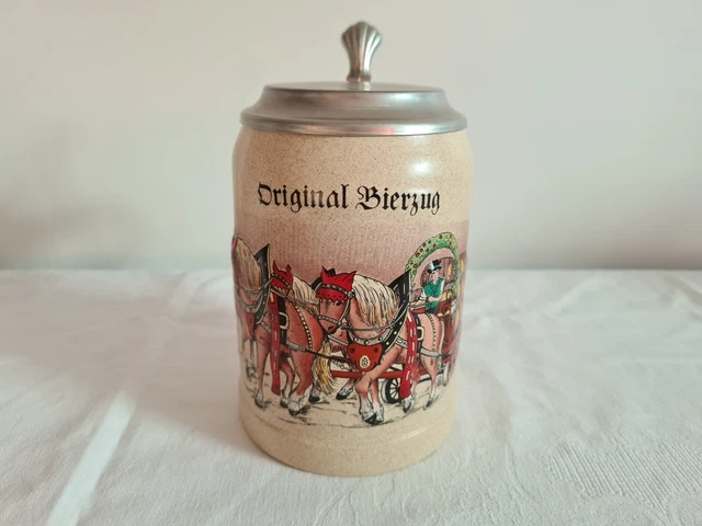 ORIGINAL BIERZUG BIER Beer Keramik Ton Bierhumpen Bierkrug Becher ...