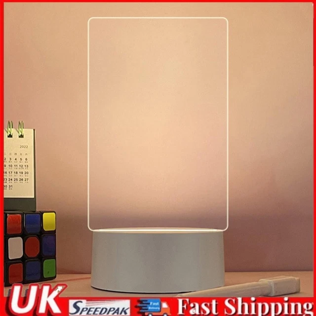 LED NIGHT LIGHT USB Acrylic DIY Note Board Lamp Lightweight for Home ...