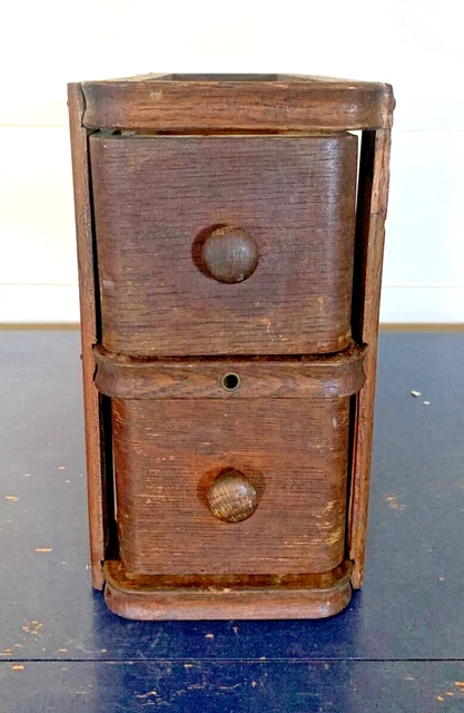 ANTIQUE SINGER TREADLE Sewing Machine Wood Cabinet Drawers Double Frame ...