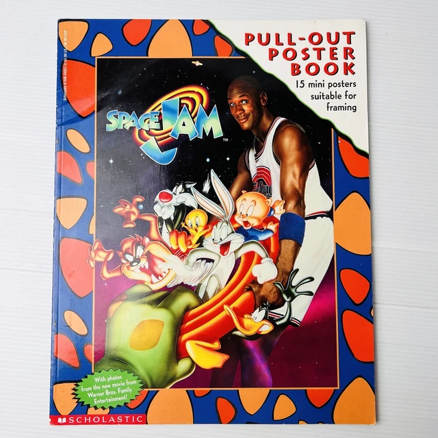 SPACE JAM 1996 Pull Out Poster Book Michael Jordan Bugs Bunny 15 Mini ...