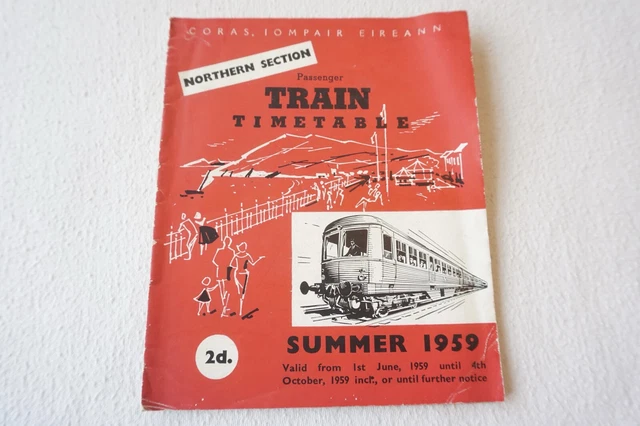 1959 CIE IRISH Railway Train Timetable Ireland Dublin Lough Londonderry ...