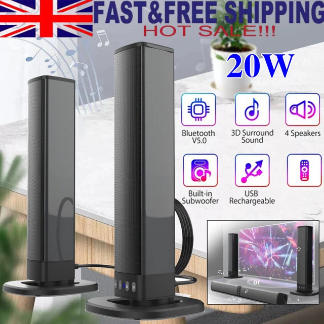 2-IN-1 DETACHABLE BLUETOOTH 5.0 Speaker Soundbar 20W Bass Subwoofer ...