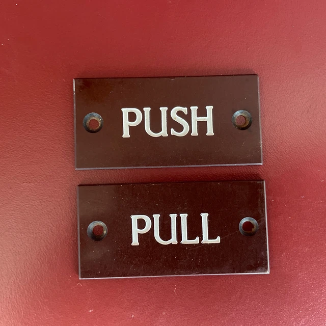VINTAGE BAKELITE PUSH PULL signs Circa 1930’s incised Roman lettering £ ...