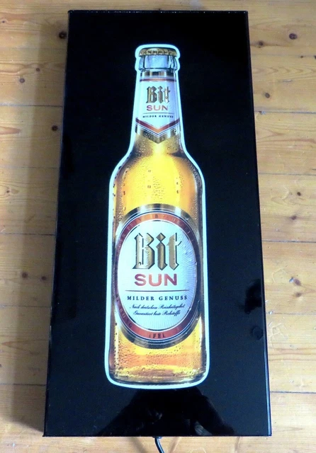 BITBURGER BIT SUN Alte Leuchtreklame PERFEKT Bitburg 90er Bier Flasche ...
