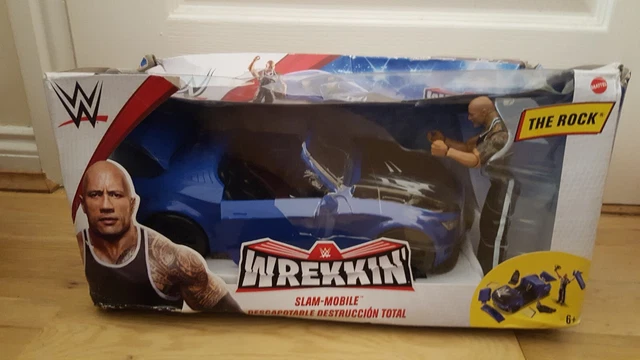 MATTEL WWE WREKKIN slam mobile car & the rock figure new but box ...
