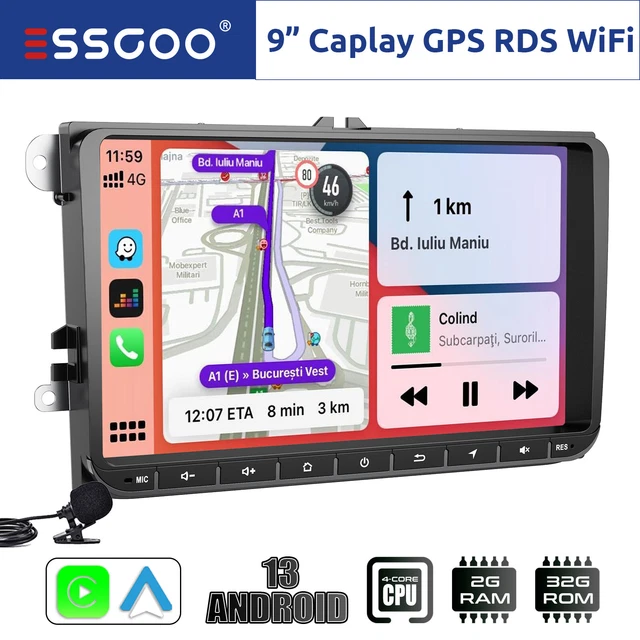 9'' ANDROID 13 Car Stereo Carplay GPS Nav 2+32G For VW GOLF 5 Touran ...