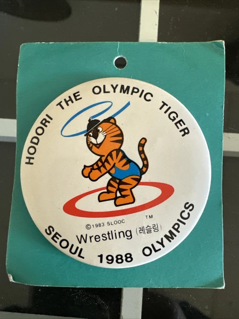 HODORI THE OLYMPIC Tiger Wrestling Badge Seoul 1988 Olympics Free ...