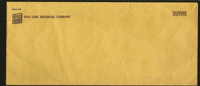VINTAGE PAIR SOO Line Railroad Company Envelopes Form 432 & 433 Unused ...