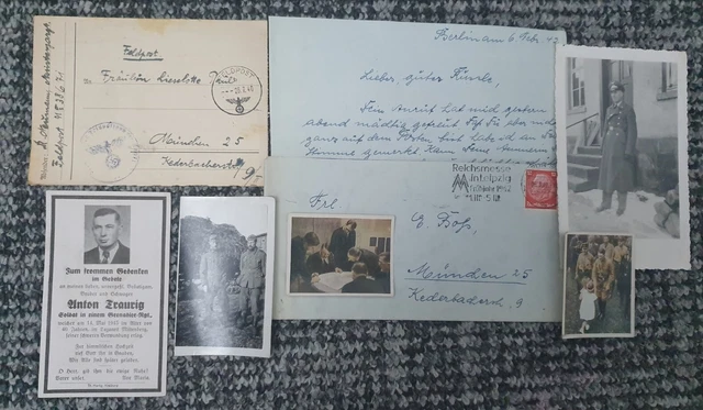 ORIGINAL VINTAGE GERMAN ww2 Lot Death Card. Photos Letters .Cigarette ...
