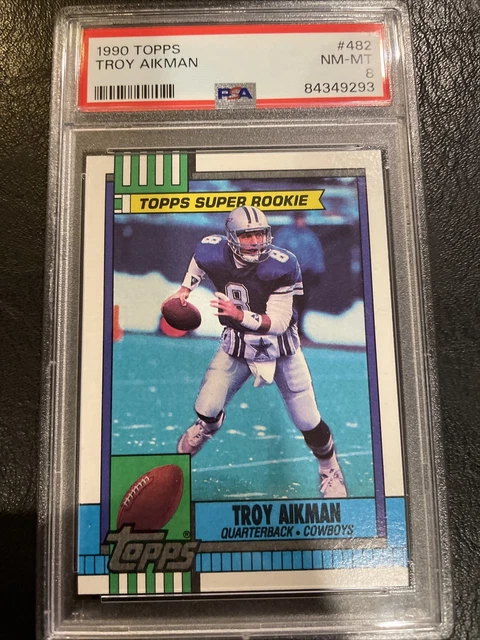 CARTE OSU TROY Aikman Psa 8 Nm-Mt 1990 Topps #482 Hof Dallas Cowboys ...